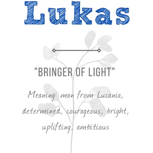 Lukas Baby Name Meaning, Baby Nursery Sign, Printable Baby Name Sign ...