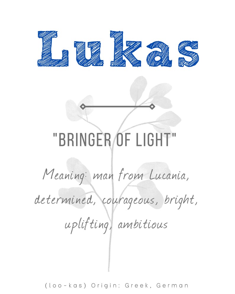 Lukas Baby Name Meaning, Baby Nursery Sign, Printable Baby Name Sign ...
