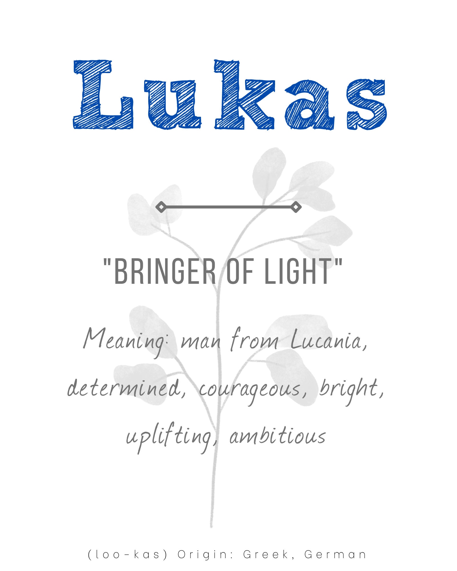 Lukas Baby Name Meaning, Baby Nursery Sign, Printable Baby Name Sign ...