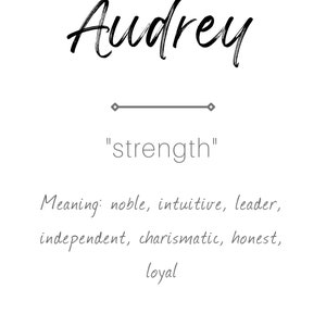 Audrey Name Meaning, Nursery Sign, Printable Baby Name Sign, Instant ...