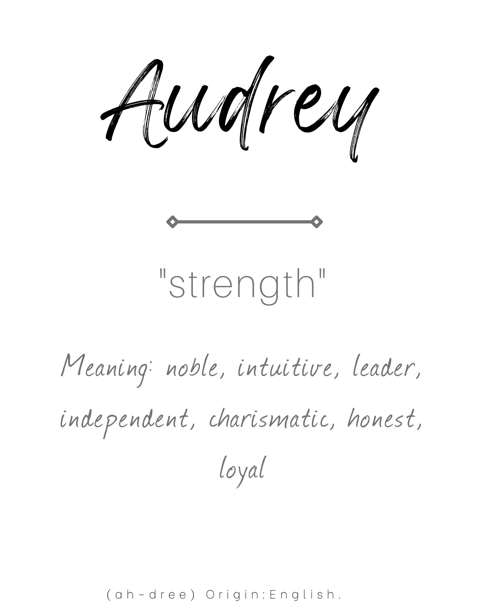 Audrey Name Meaning, Nursery Sign, Printable Baby Name Sign, Instant ...