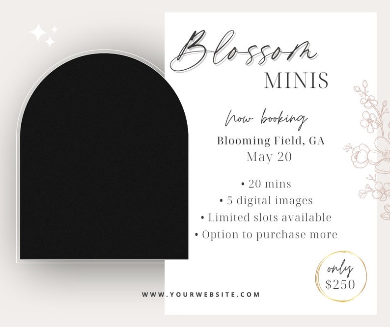 Blossom Mini Session Template, Photography Marketing Board, Canva ...