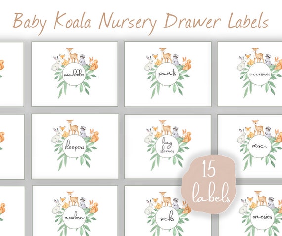 Woodland Animal Printable Nursery Drawer Labels Basket - Etsy