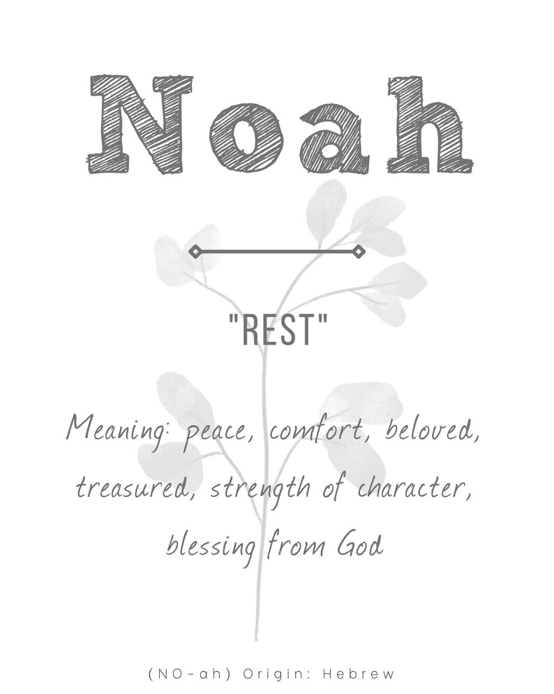 Noah Baby Name Meaning, Baby Nursery Sign, Boy Names Printable, Instant ...