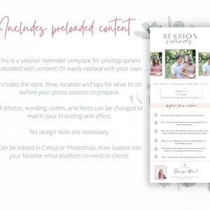 Newsletter Template, Session Reminder Email, Photography Email Template ...