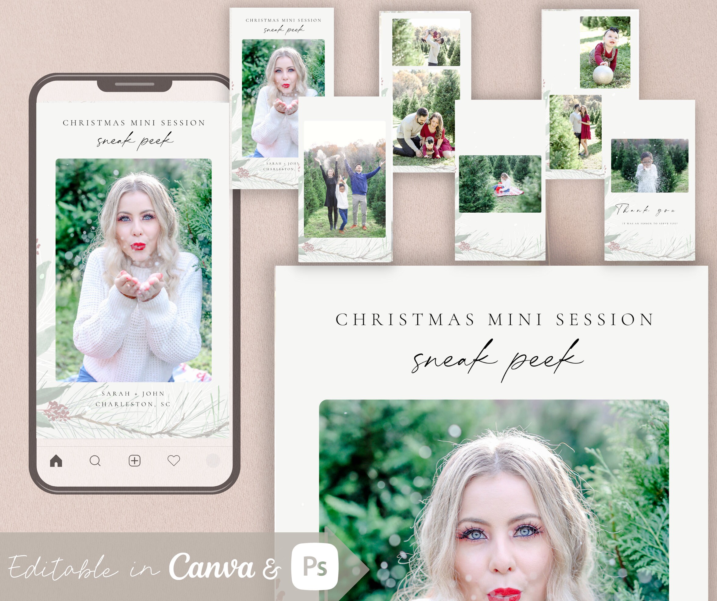Christmas Instagram Story Template for Photographers, Family ...