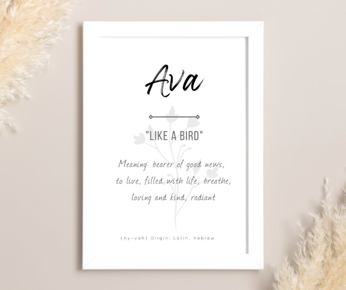 Ava Baby Name Meaning Baby Nursery Sign Printable Baby Name - Etsy