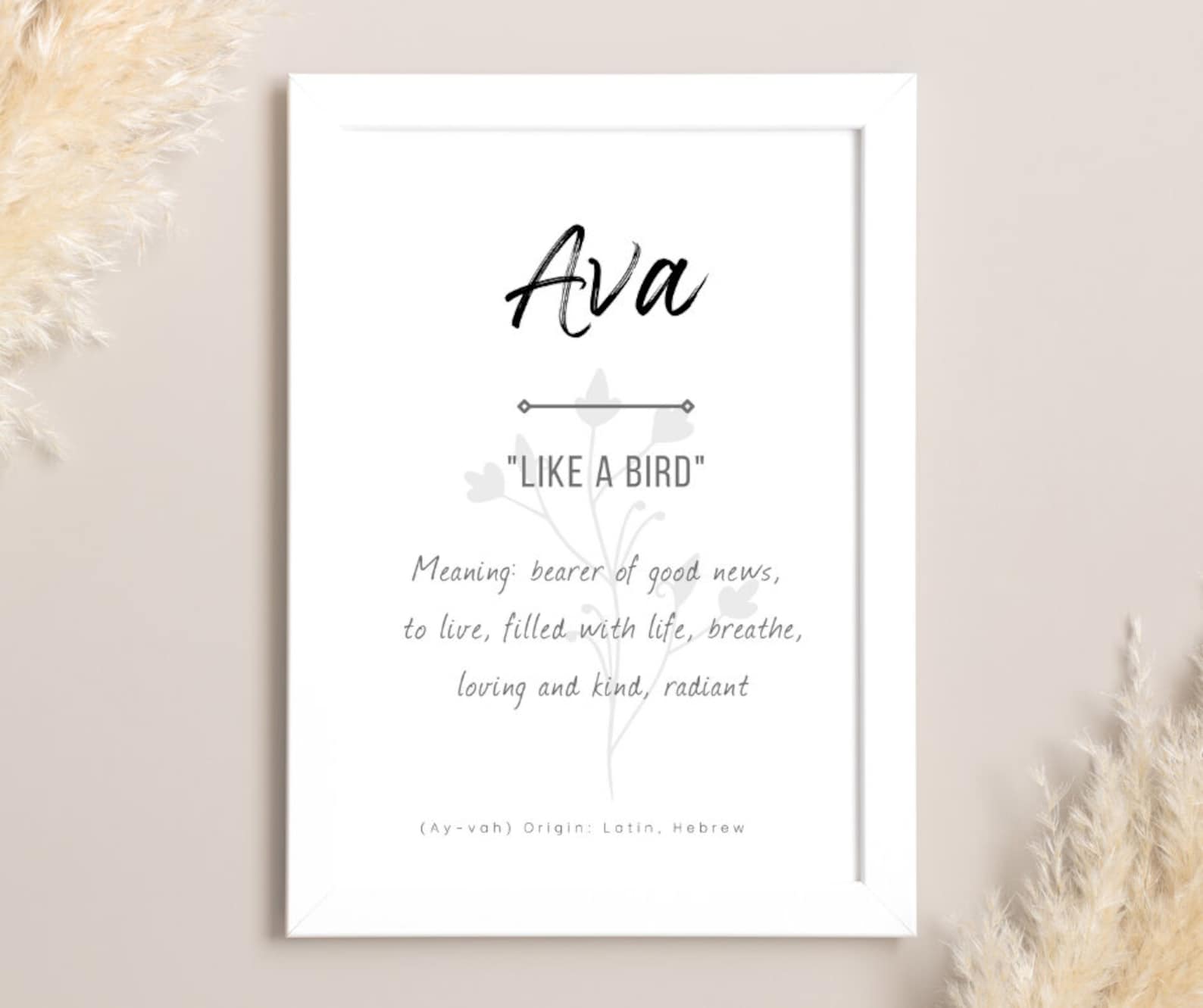 Ava Baby Name Meaning, Baby Nursery Sign, Printable Baby Name Sign ...