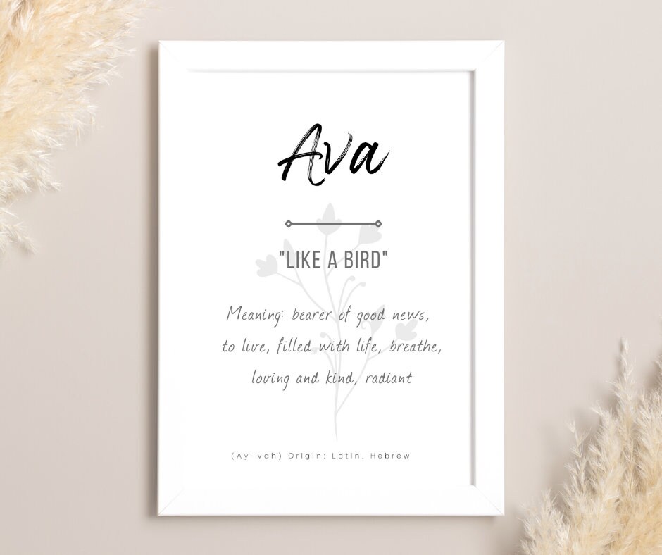 Ava Baby Name Meaning, Baby Nursery Sign, Printable Baby Name Sign ...