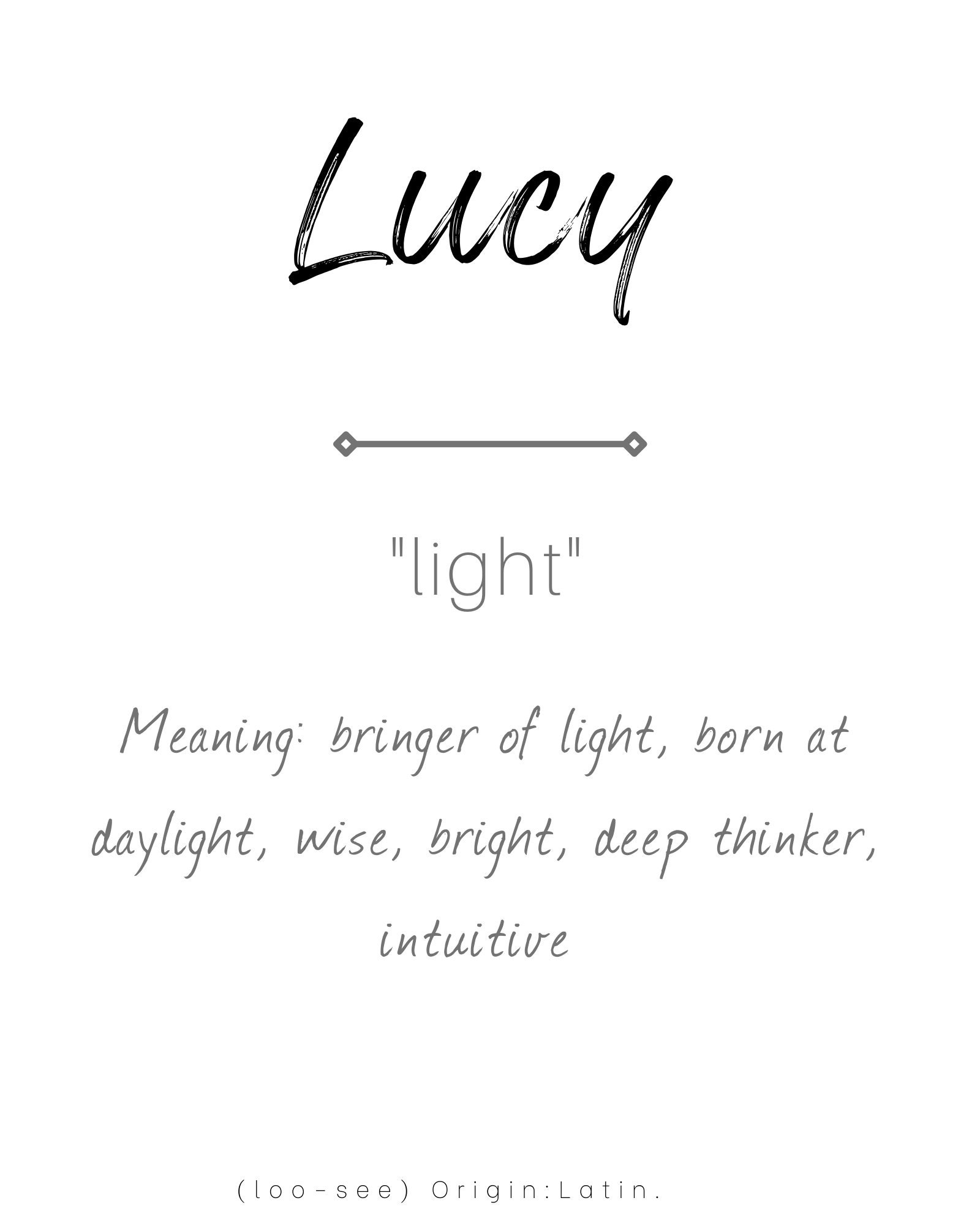 Lucy Name Meaning, Nursery Sign, Printable Baby Name Sign, Instant ...