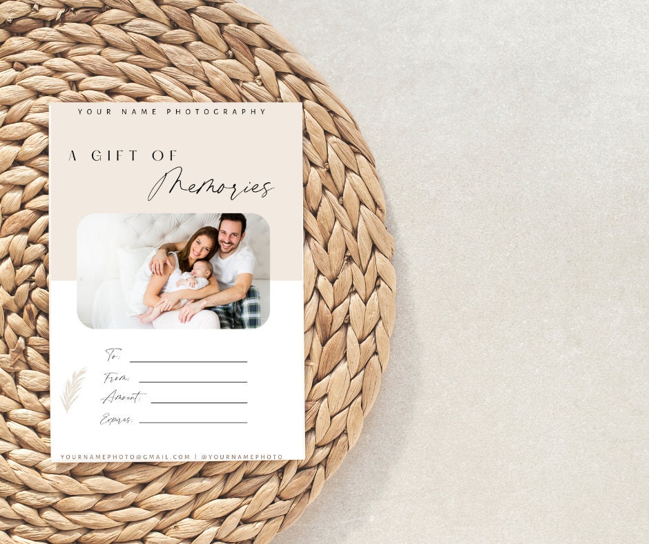 Photographer Gift Certificate Template, Gift Card for Photographer ...