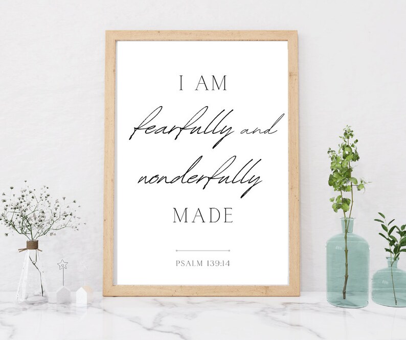 Nursery Wall Decor Printable Sign I Am Fearfully and Wonderfully Made ...