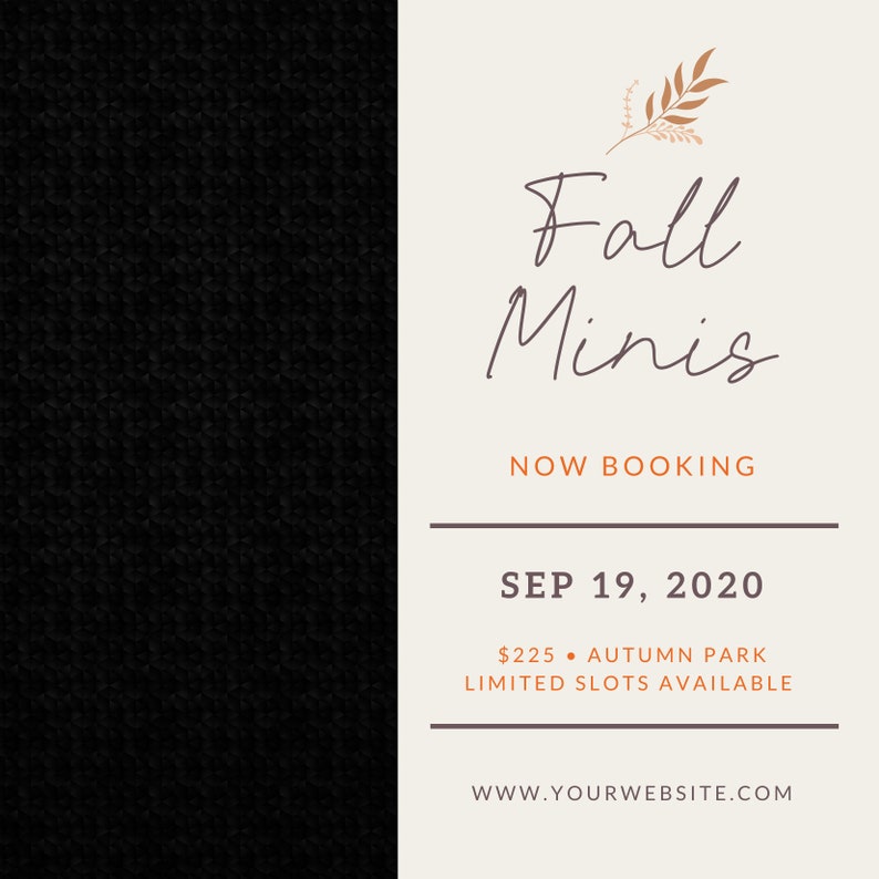 Simple Minimalist Fall Mini Session Template for Photographers Editable ...