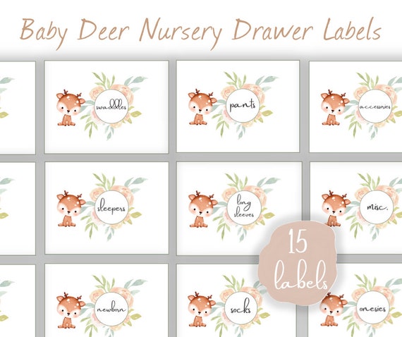 Baby Deer Printable Nursery Drawer Labels Basket Labels Baby - Etsy