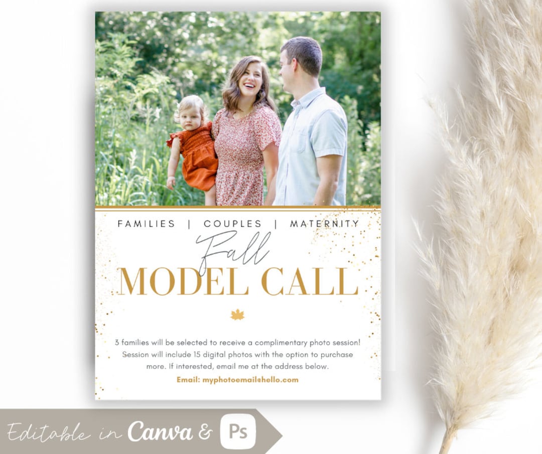 Model Call Template, Fall Mini Session Template, Family Photography ...
