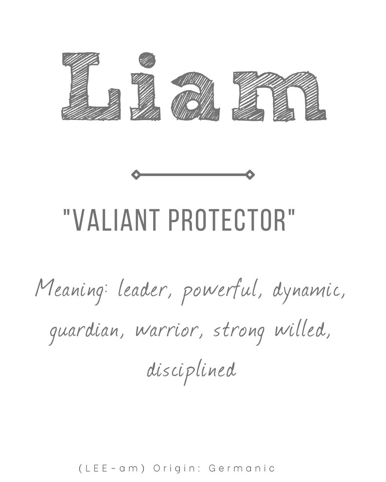 Liam Name Sign, Baby Boy Nursery Sign, Baby Names Meaning, Instant ...