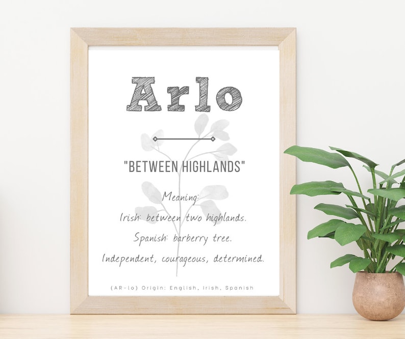 Arlo Baby Name Meaning, Nursery Sign, Boy Names Printable, Nolan Sign ...