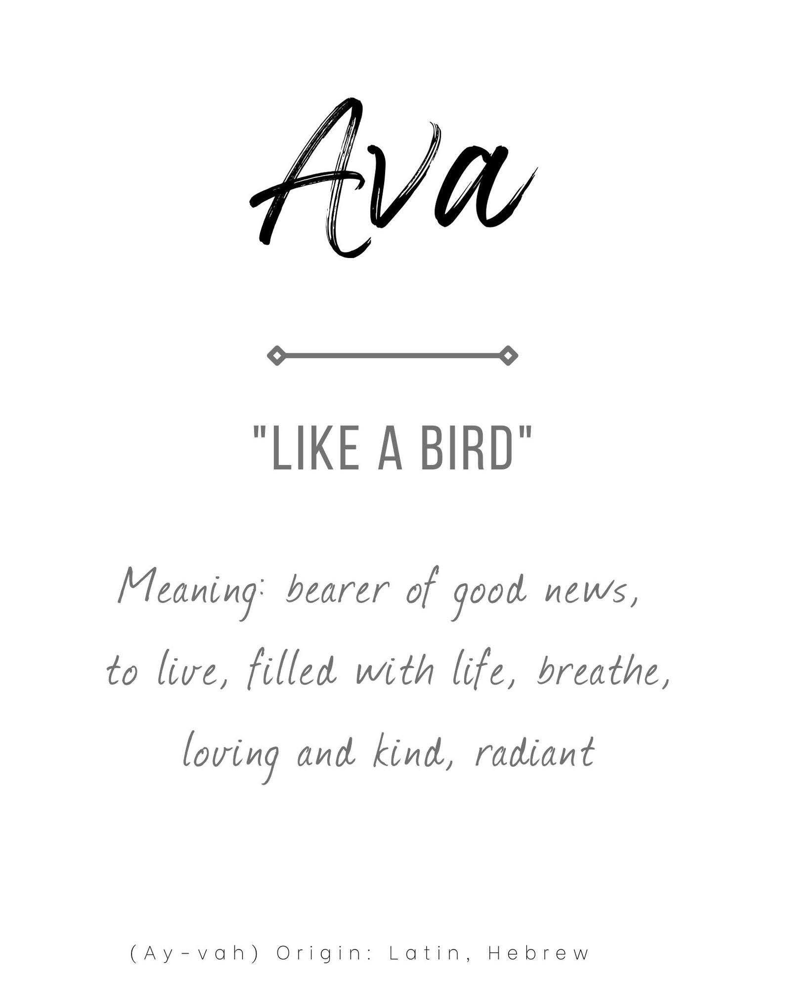 Ava Baby Name Meaning, Baby Nursery Sign, Printable Baby Name Sign ...