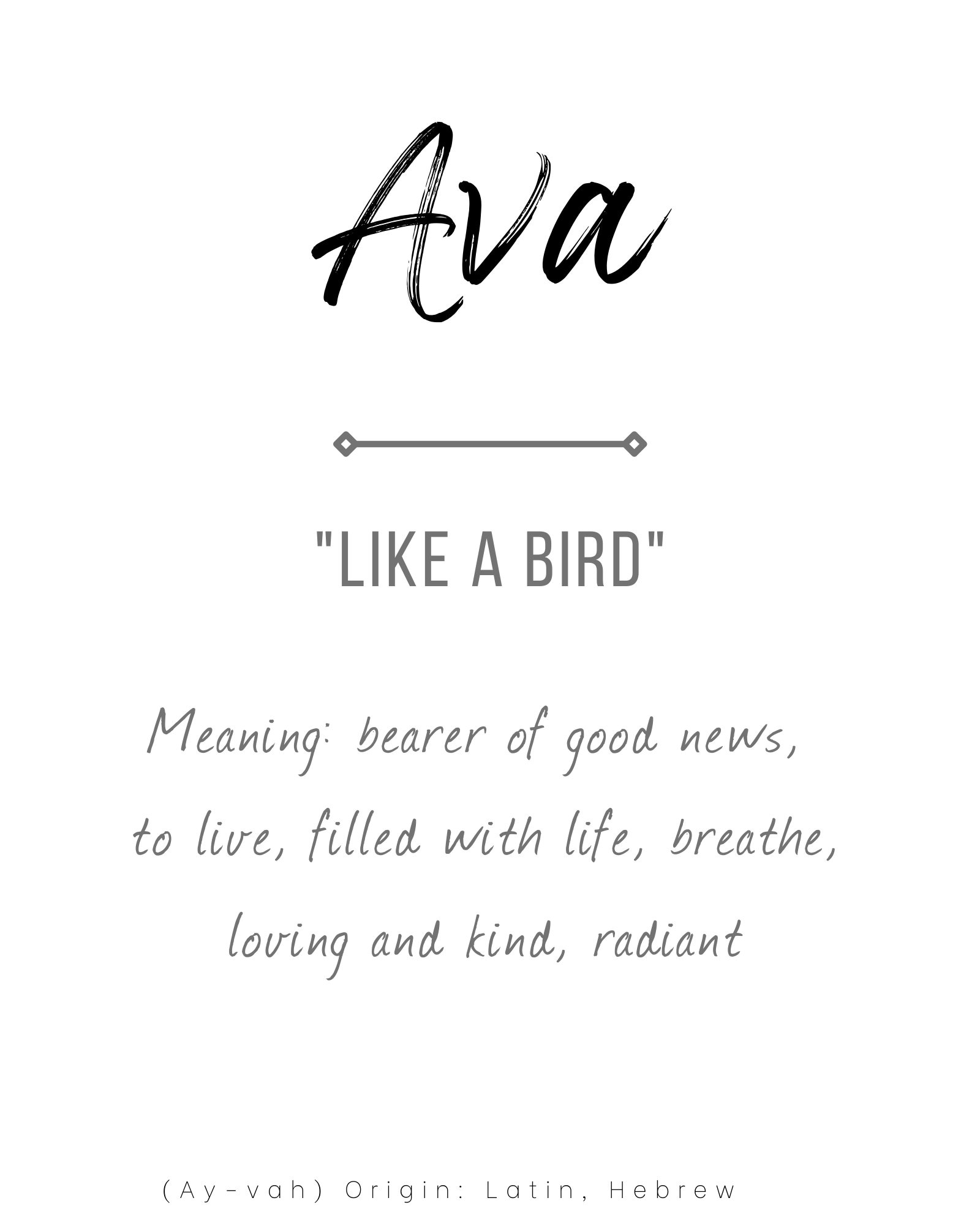 Ava Baby Name Meaning, Baby Nursery Sign, Printable Baby Name Sign ...