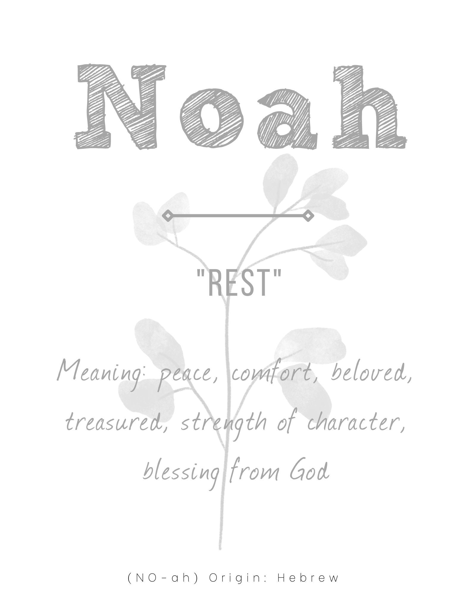 Noah Baby Name Meaning, Baby Nursery Sign, Boy Names Printable, Instant ...
