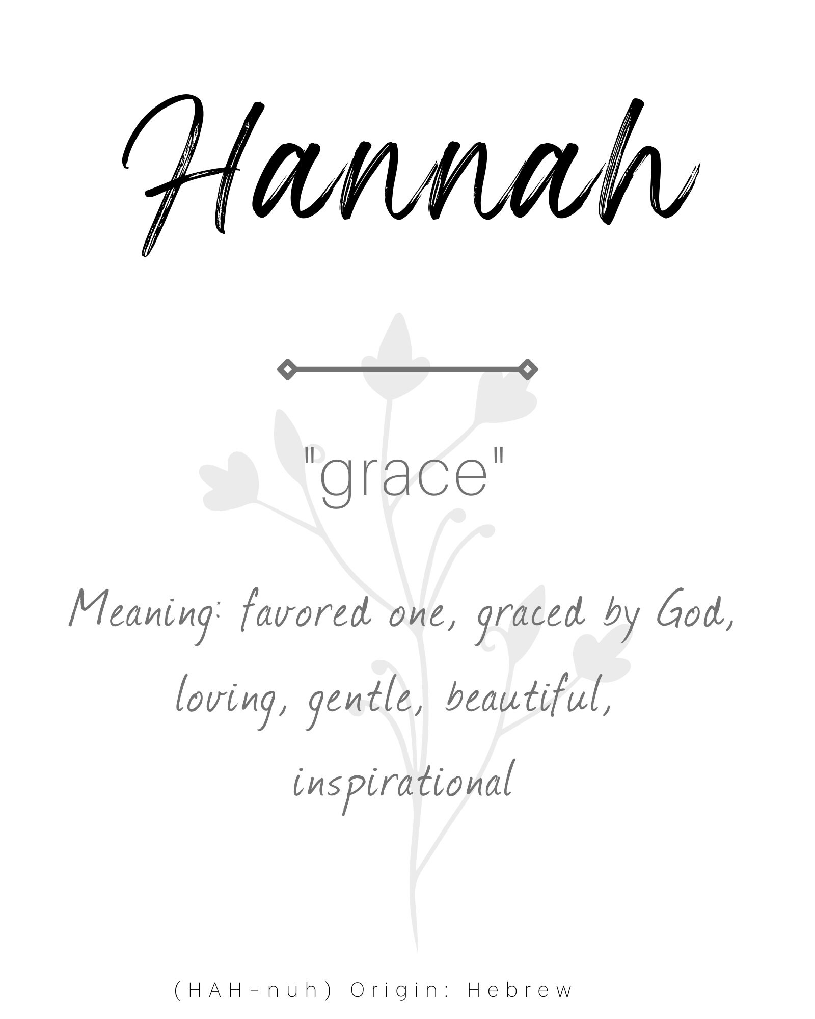 Hannah Name Meaning Nursery Sign Printable Baby Name Sign - Etsy