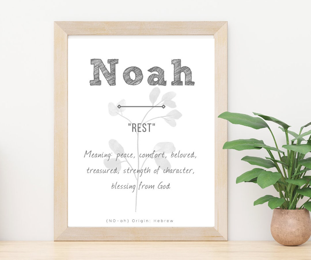 Noah Baby Name Meaning, Baby Nursery Sign, Boy Names Printable, Instant ...