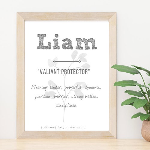 Liam Baby Name Meaning Baby Names Nursery Sign Boy Names - Etsy