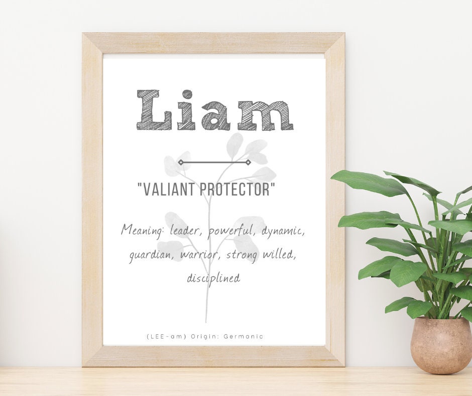 Liam Name Sign, Baby Boy Nursery Sign, Baby Names Meaning, Instant ...
