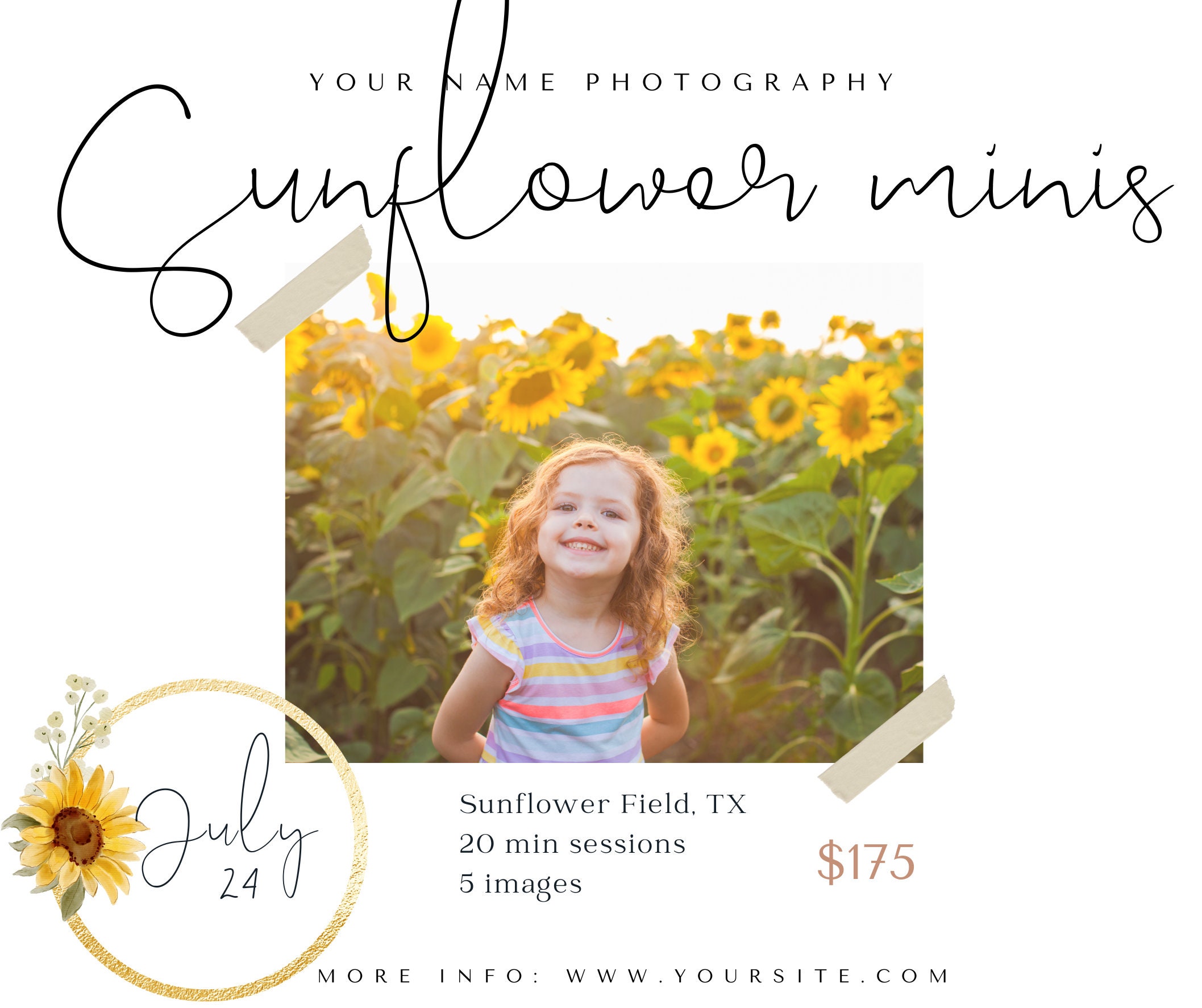 Sunflower Mini Session Template, Sunflower Minis, Photography Marketing ...