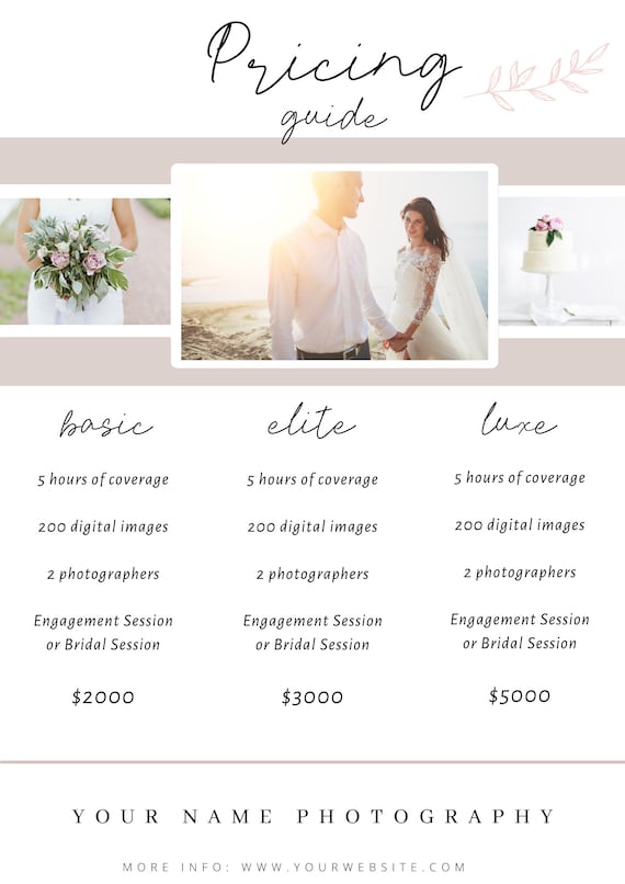 Wedding Photography Price List Template