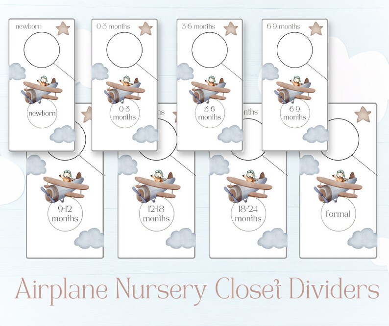 Printable Airplane Baby Boy Closet Dividers, Nursery Organization ...
