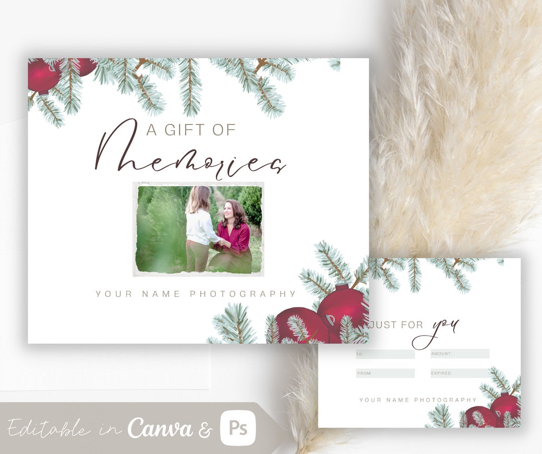 Christmas Photographer Gift Certificate Template, Christmas Gift Card ...