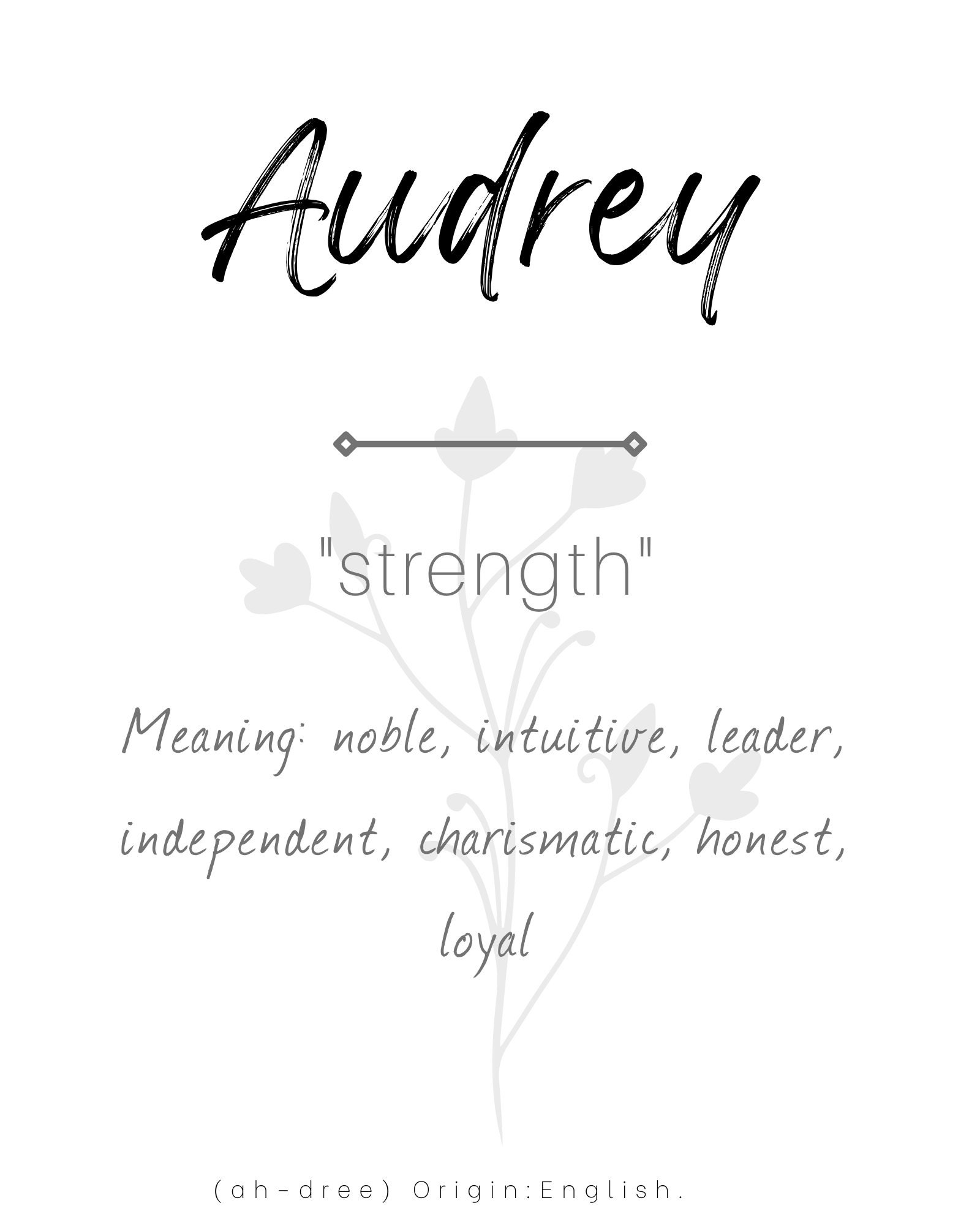 Audrey Name Meaning, Nursery Sign, Printable Baby Name Sign, Instant ...