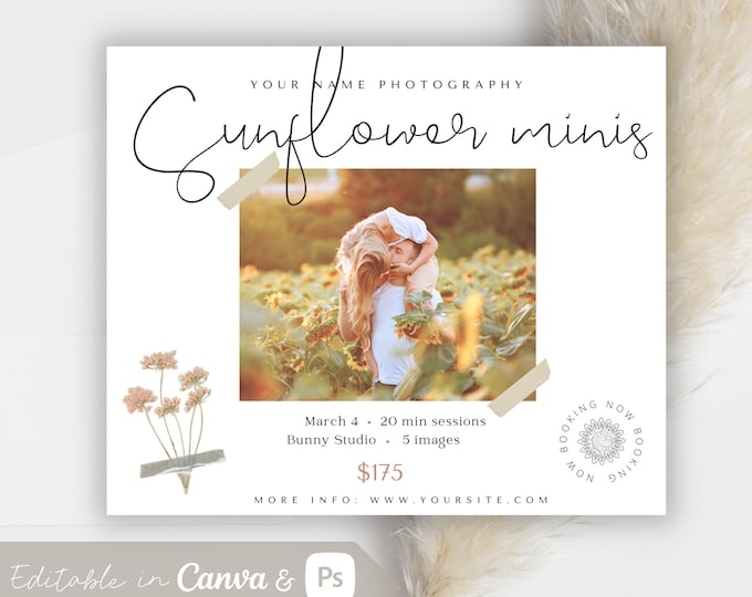Sunflower Mini Session Template, Sunflower Mini, Summer Mini Session ...