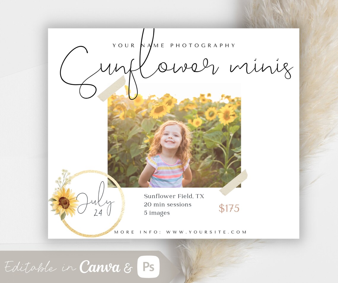 Sunflower Mini Session Template, Sunflower Minis, Photography Marketing ...