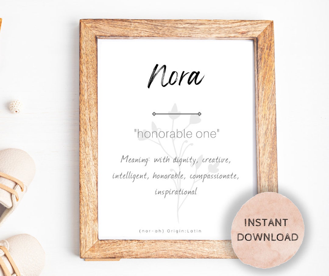 Nora Baby Name Meaning, Baby Nursery Sign, Printable Baby Name Sign ...
