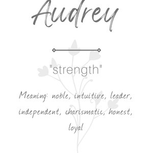 Audrey Name Meaning, Nursery Sign, Printable Baby Name Sign, Instant ...