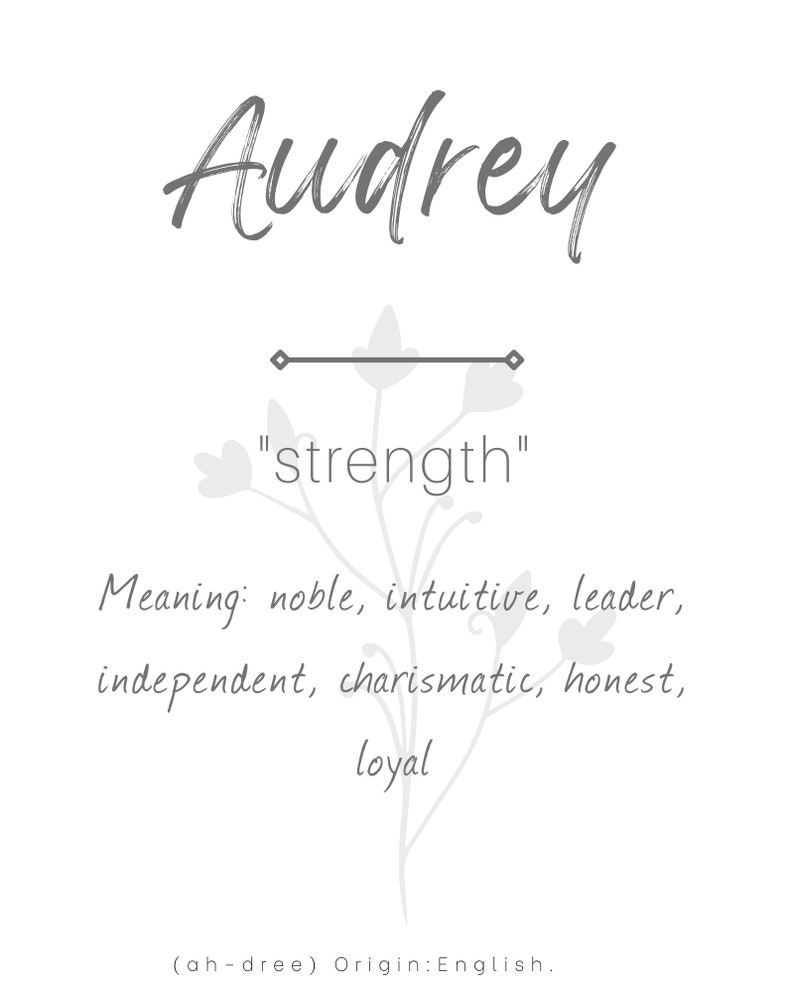 Audrey Name Meaning, Nursery Sign, Printable Baby Name Sign, Instant ...