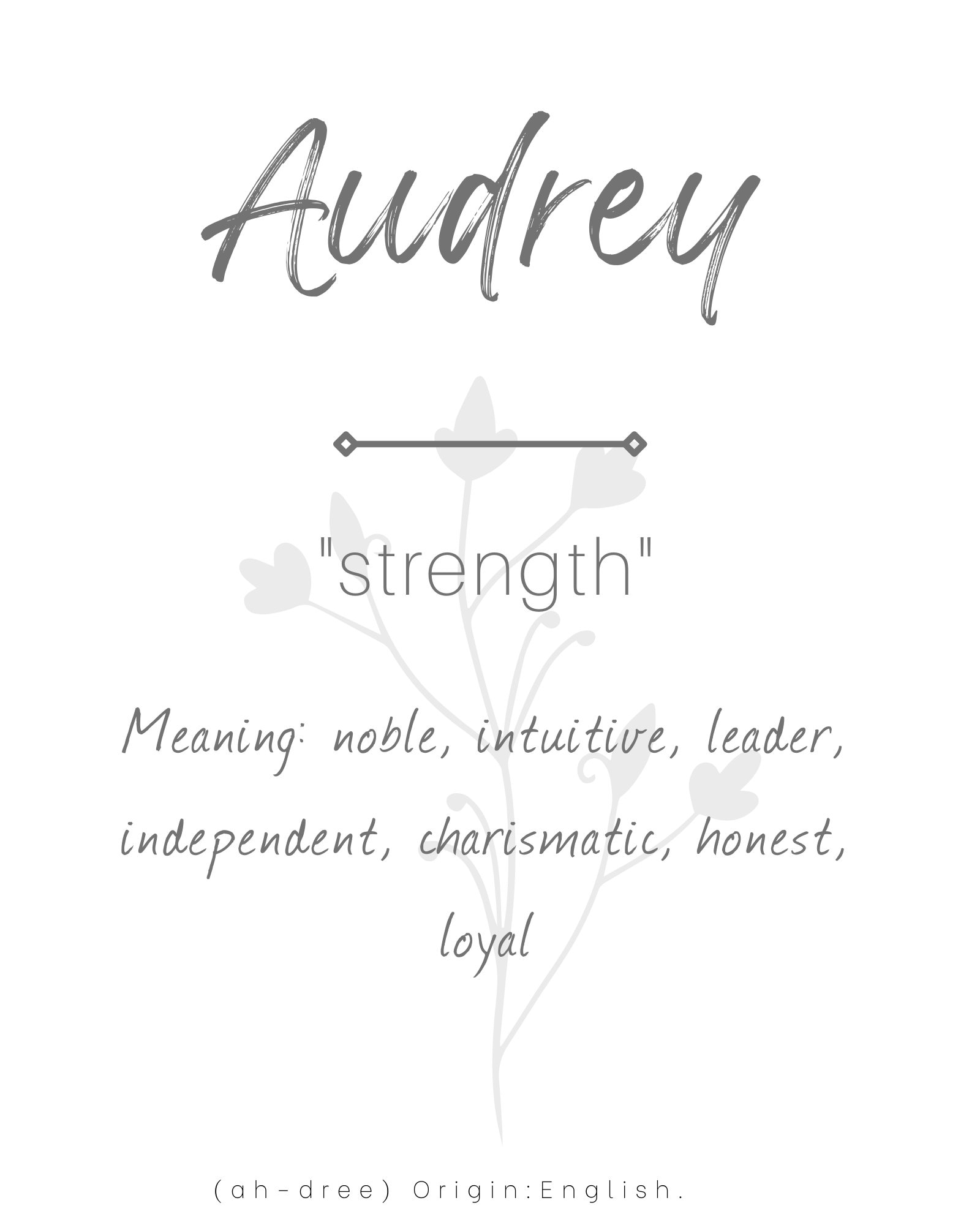 Audrey Name Meaning, Nursery Sign, Printable Baby Name Sign, Instant ...