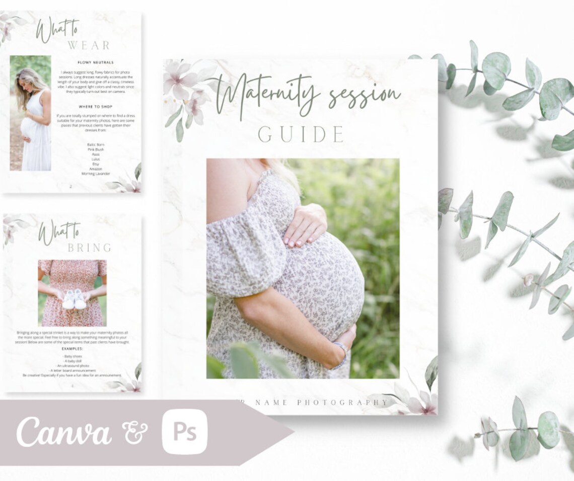 Maternity Session Prep Guide, What to Wear Style Guide, Canva Template ...