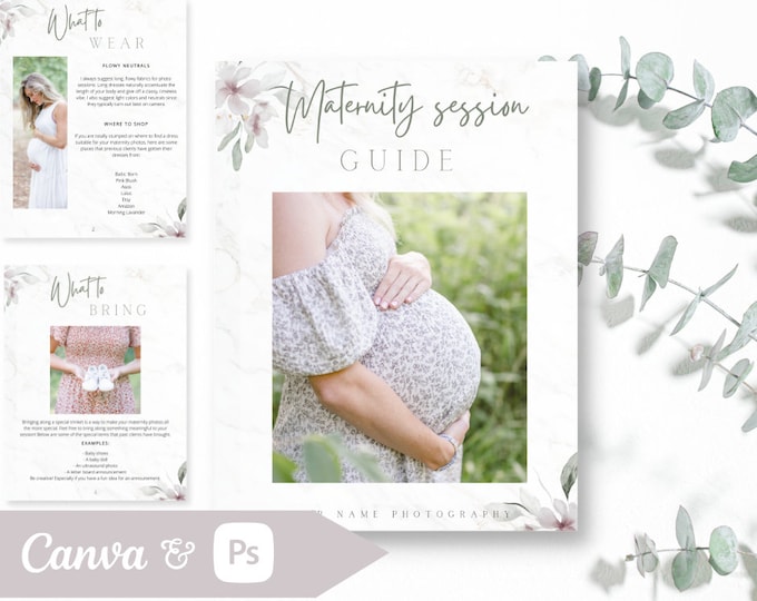 Maternity Session Prep Guide, What to Wear Style Guide, Canva Template, Family Photography ...