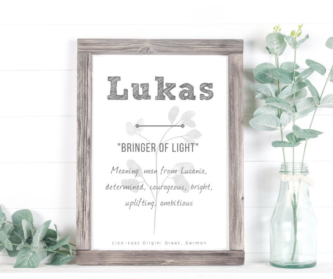 Lukas Baby Name Meaning, Baby Nursery Sign, Printable Baby Name Sign ...