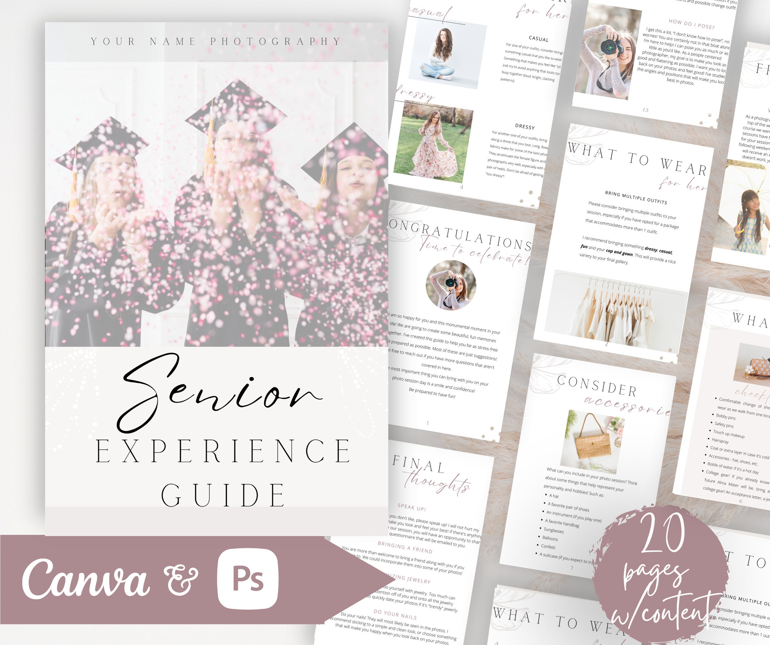 Senior Session Prep Guide, What to Wear Style Guide, Canva Template, Senior Style Guide ...