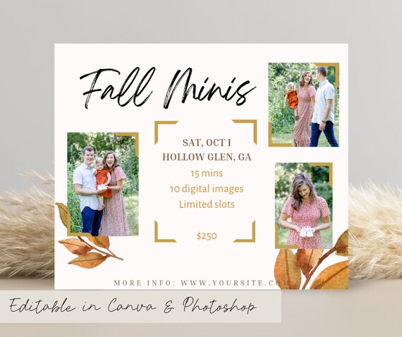 Fall Mini Session Template for Photographers Editable Canva - Etsy