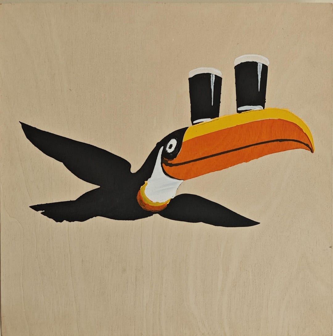 Guinness Toucan: Spray Painted Stencil Art on Wood - Etsy