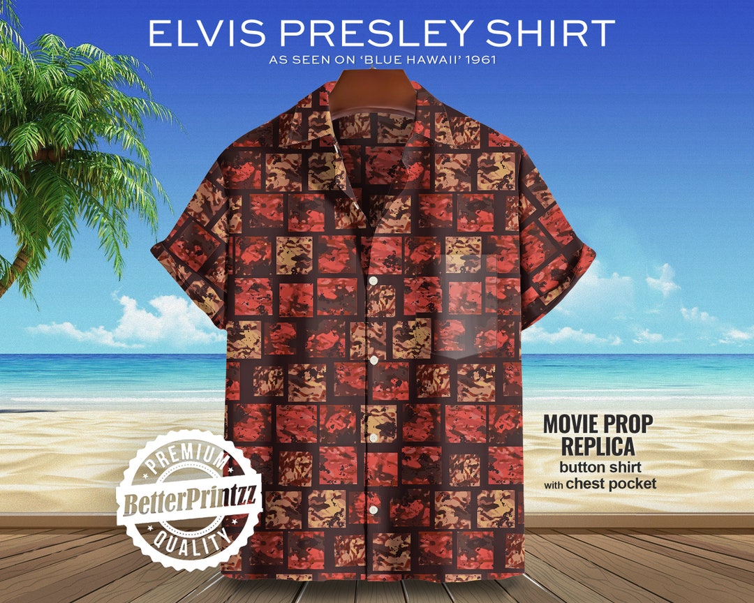 Elvis Presley Hawaiian Shirt Replica From the 'blue Hawaii' Movie, Gold ...