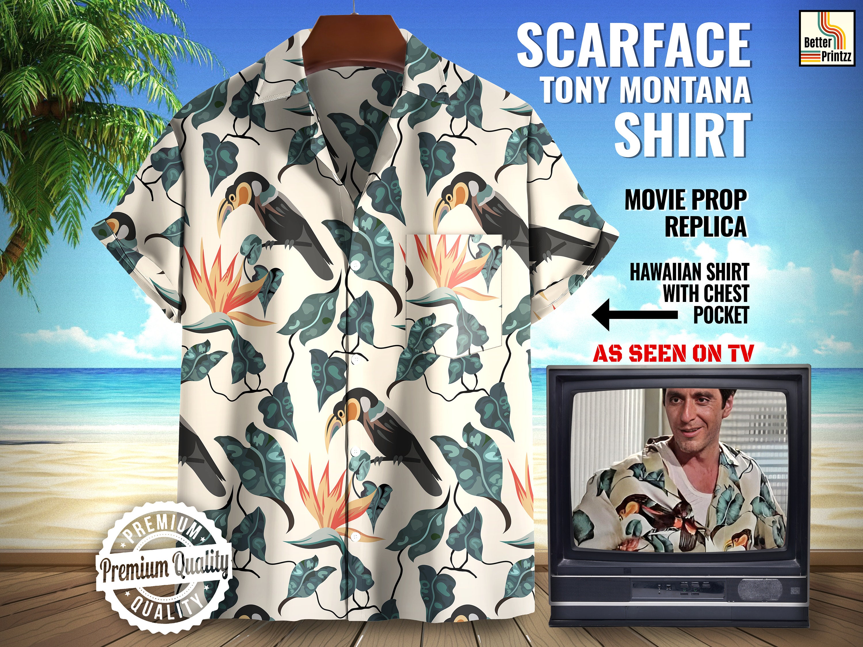 Tony Montana Hawaiian Shirt Scarface Aloha Shirt Replica Men - Etsy