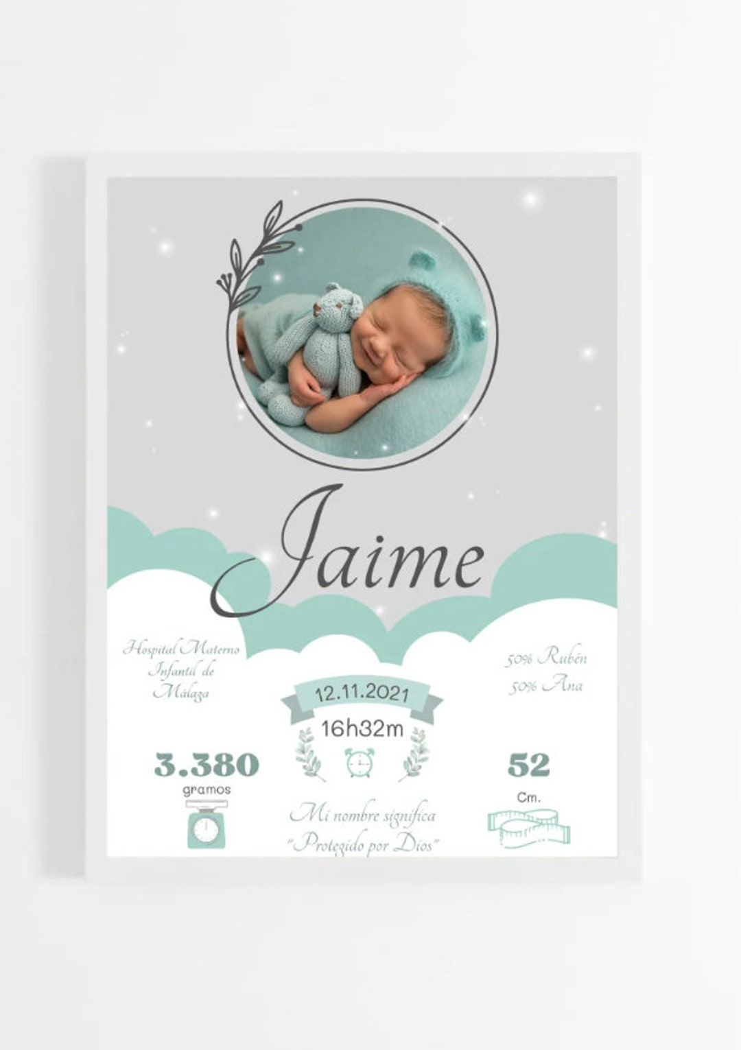 Birth Chart. Personalized Printable Sheet. Baby Room Decoration ...