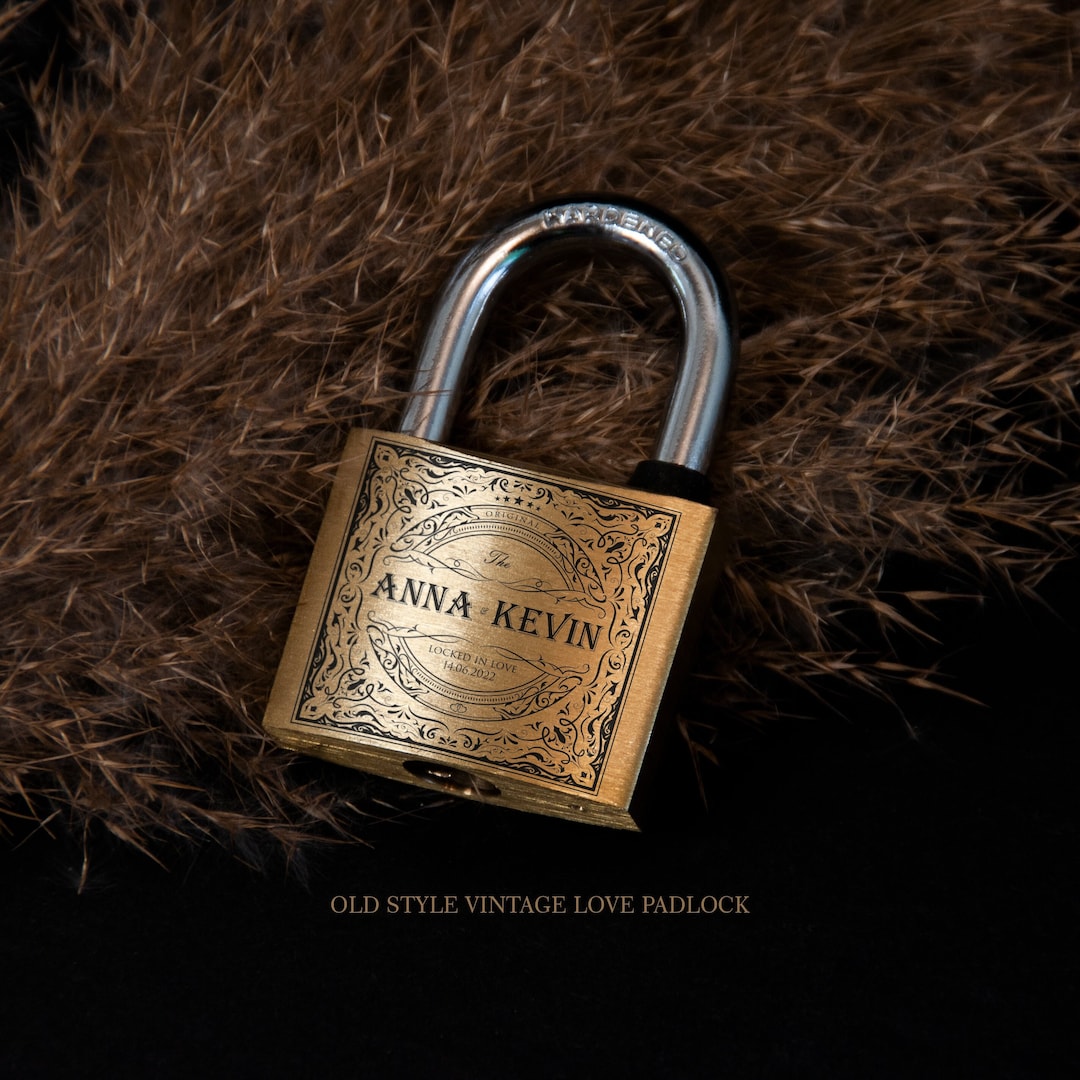 Personalized Vintage Brass Padlock: Engraved Lover's Lock With Keys - Etsy