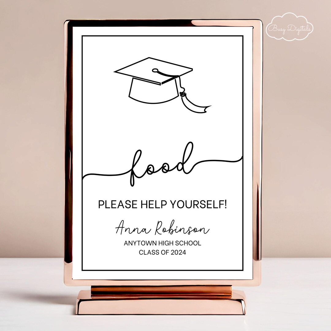 Graduation Food Sign Template, Editable Buffet Table Sign Canva ...